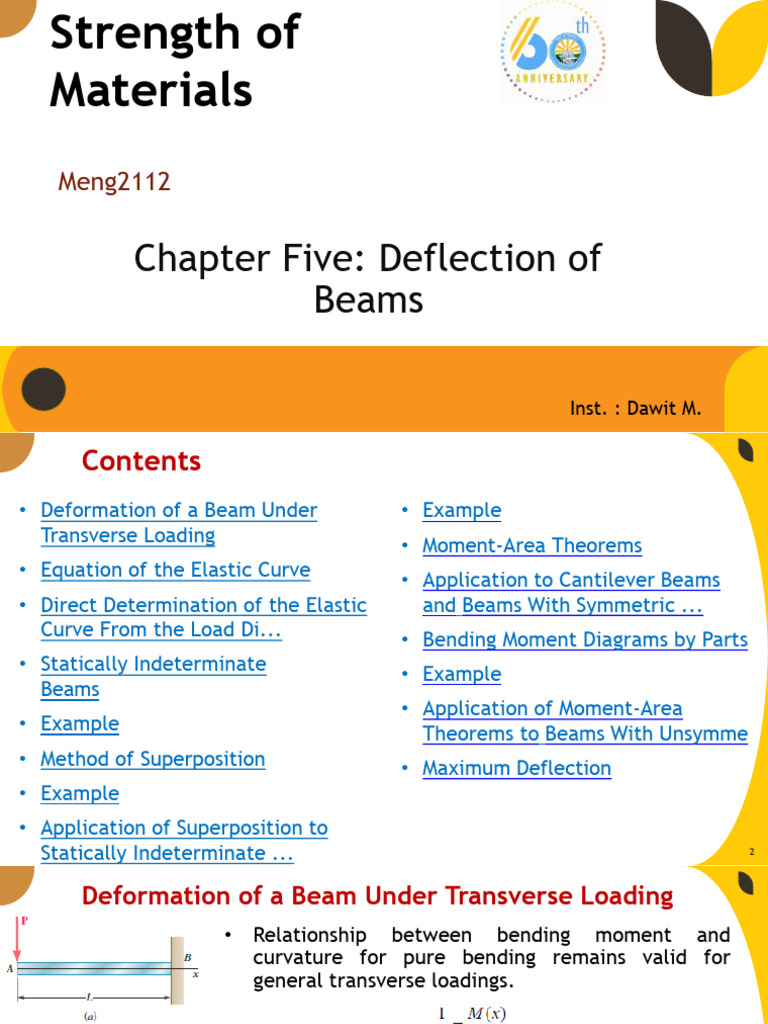 Strength of Materials Chapter 5 Deflection | PDF | Bending | Beam (Structure)