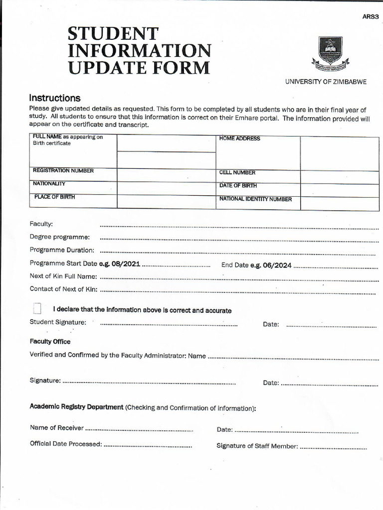 Student Information Form | PDF