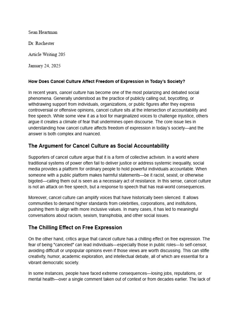 How Does Cancel Culture Affect Freedom of Expression in Today's Society ...