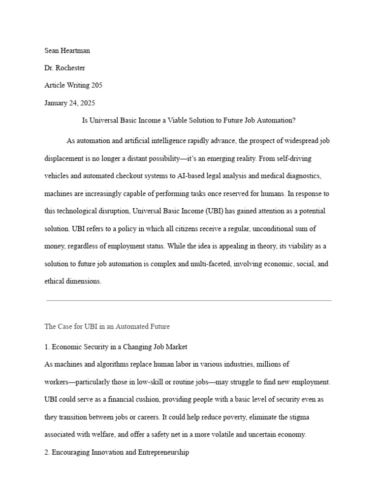 Is Universal Basic Income a Viable Solution to Future Job Automation ...