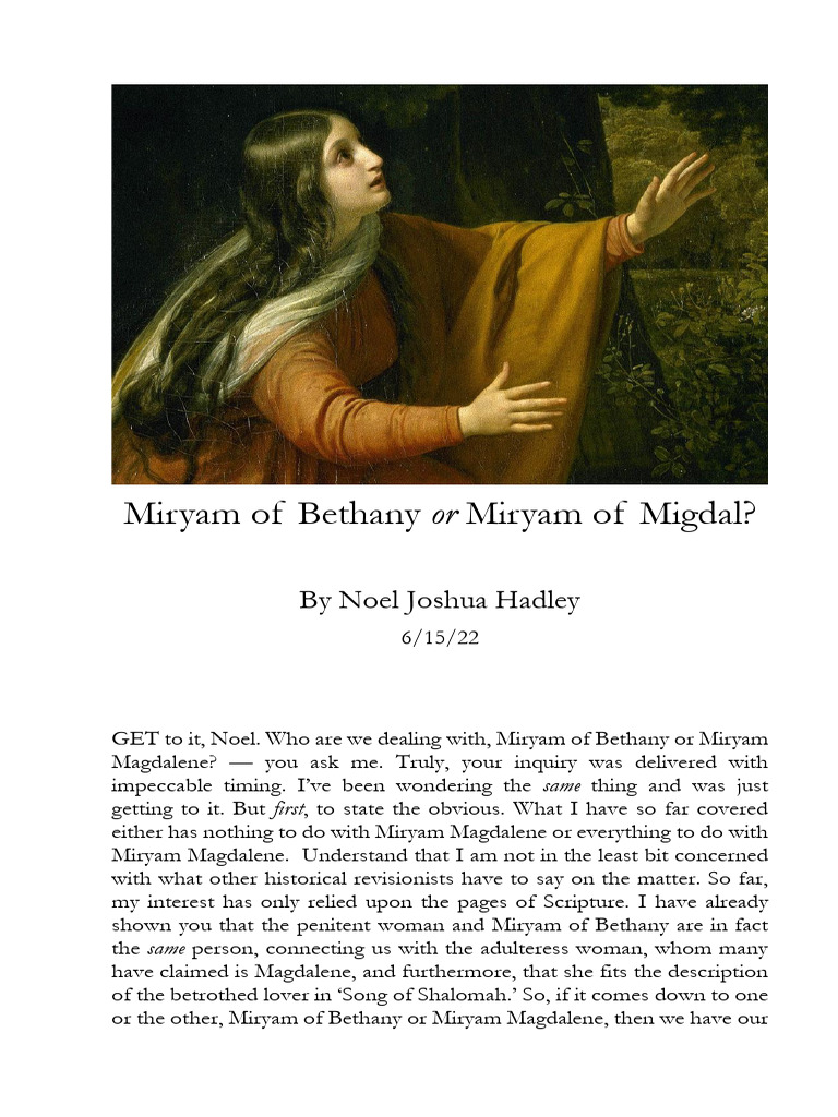 Miryam of Bethany vs. Mary Magdalene | PDF | Mary Magdalene
