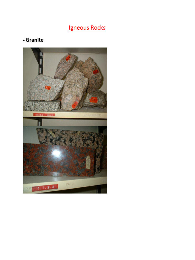 Igneous Rocks Practical Test (Zams) | PDF | Natural Materials | Minerals
