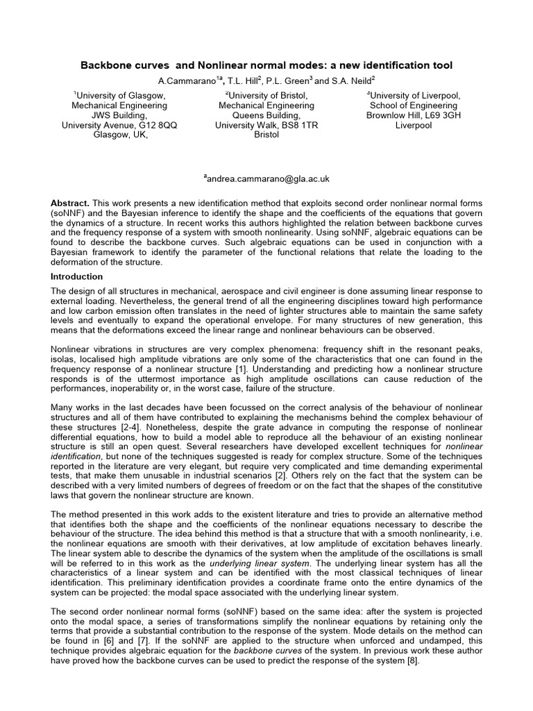 Backbone_curves_and_Nonlinear_normal_modes_a_new_identification_tool | PDF | Damping | Resonance