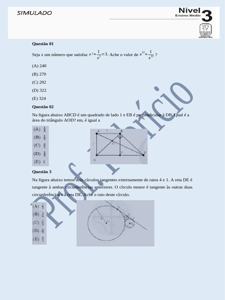SIMULADO OBMEP 2 | PDF