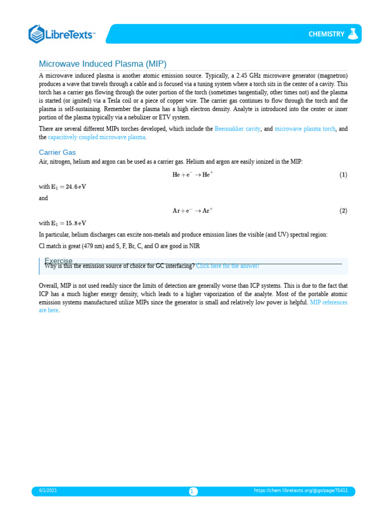 04 Microwave Induced Plasma (MIP) | PDF
