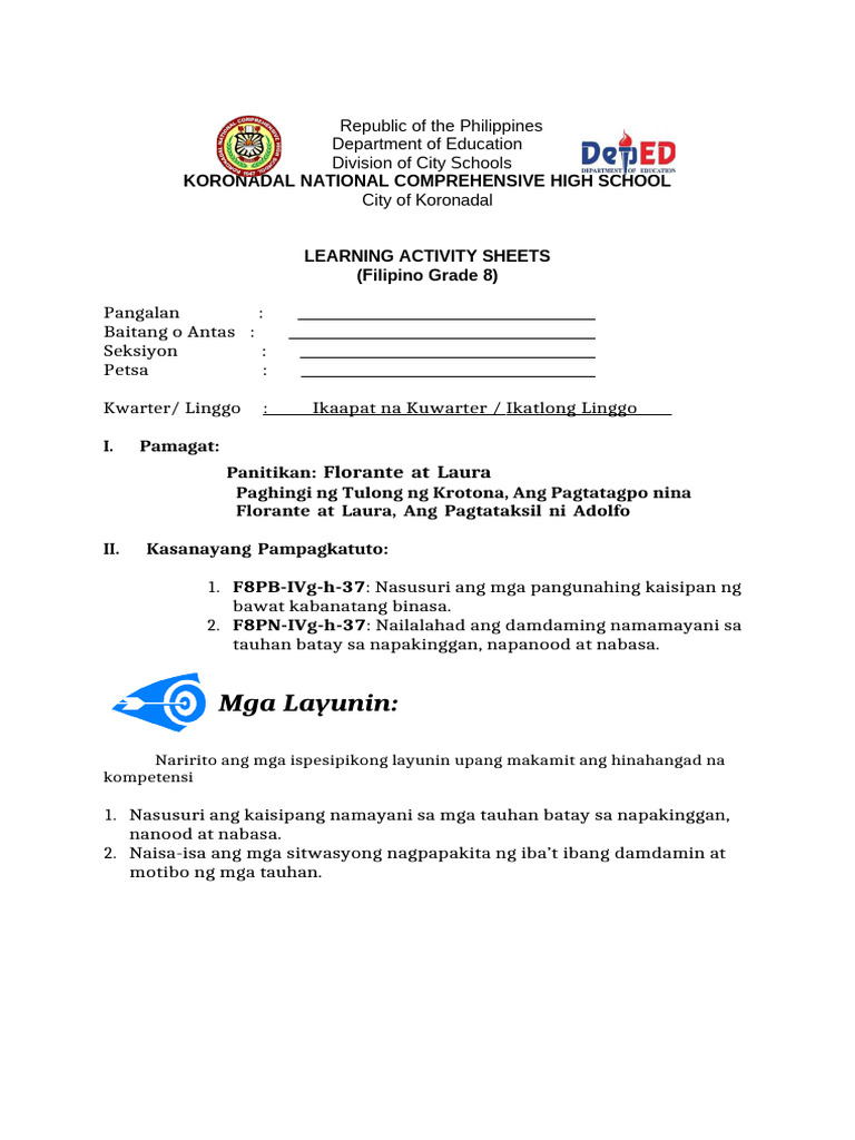 Fil8 Q4 Las-3-1 | PDF
