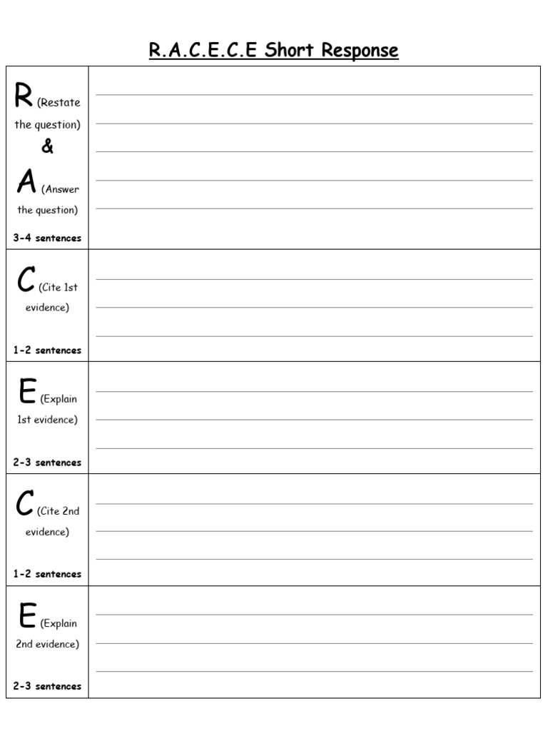 R.a.C.E.C.E Short Response | PDF