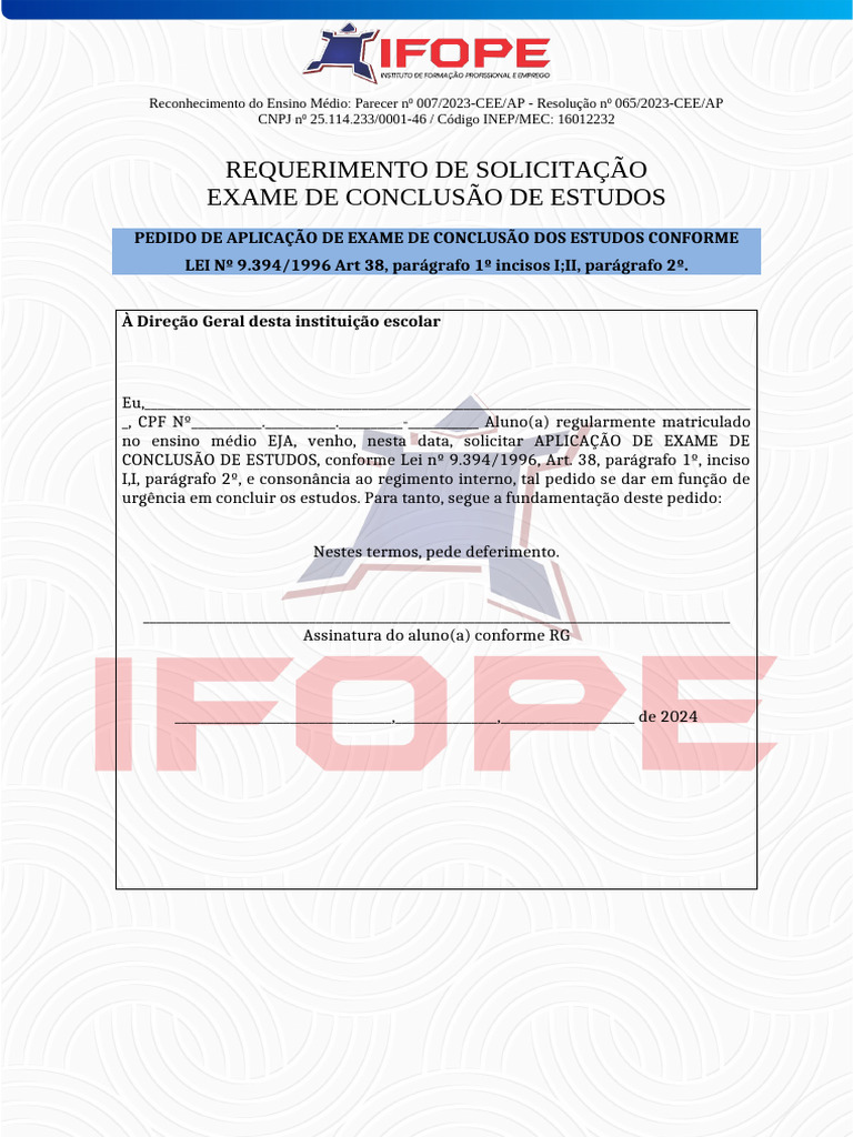 Requerimento Ifope 1726674197356607 | PDF