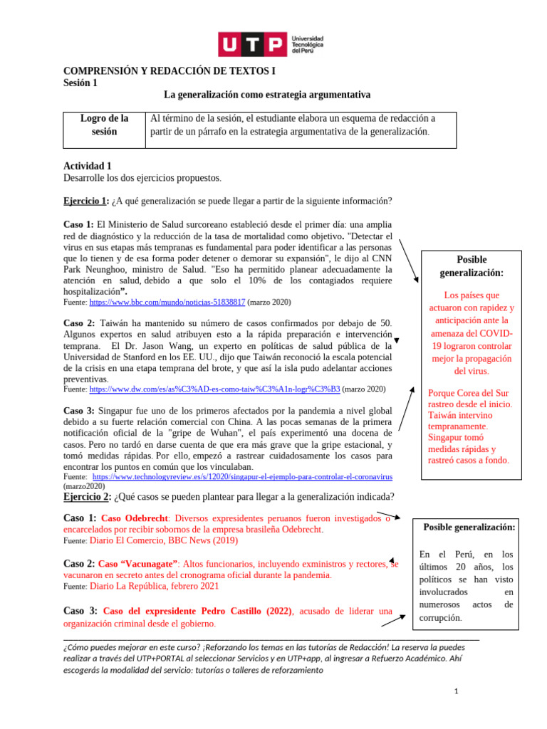 La Generalización Como Estrategia Argumentativa 1 - LOYMMO | PDF ...