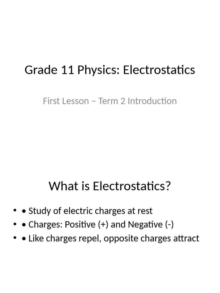 Grade11 Electrostatics Lesson1 | PDF