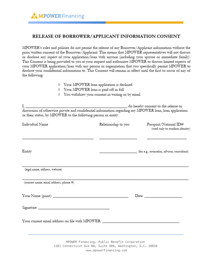 MPOWER Release of Info Consent Form | PDF
