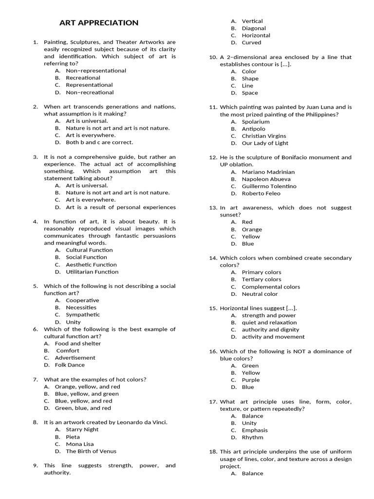 Art Appreciation: Key Concepts and Functions | PDF | Paintings