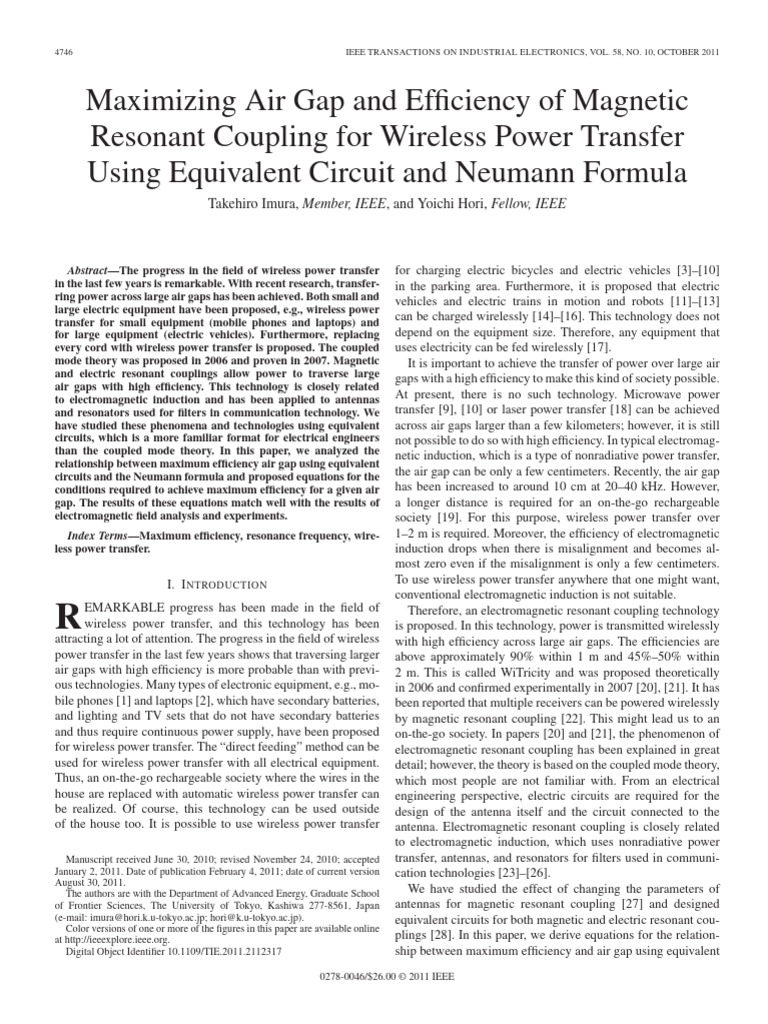 Maximizing Air Gap and Efficiency of Magnetic Resonant Coupling For ...