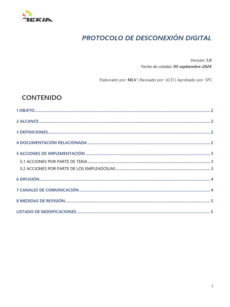 Protocolo Desconexion Digital V1.0 | PDF