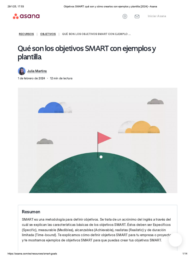 6. Objetivos SMART_ qué son y cómo crearlos con ejemplos y plantilla • Asana (2) | PDF | Marketing