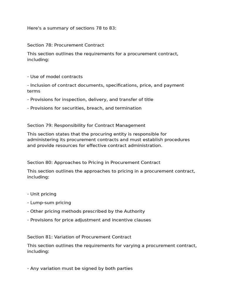 Procurement Contract Guidelines Summary | PDF | Subcontractor | Breach ...