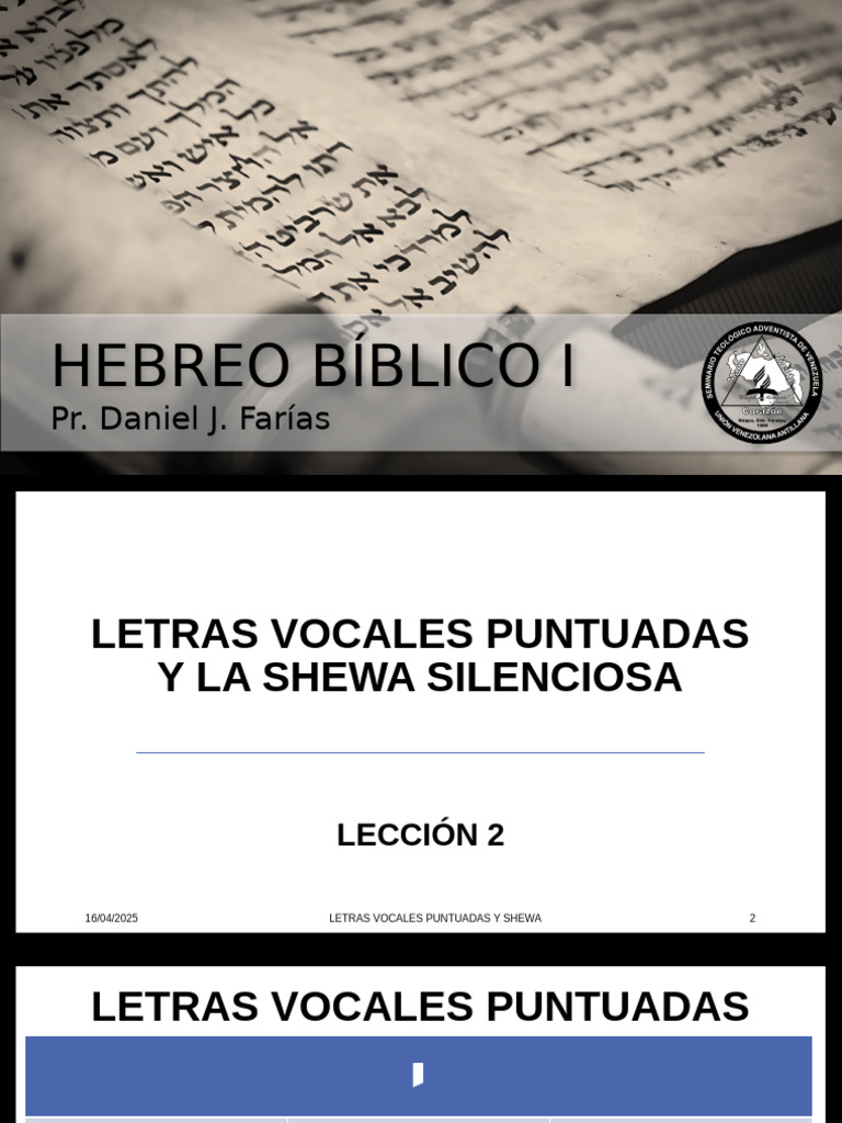 02 Letras Vocales Puntuadas Shewa Silenciosa y Shewa Vocal | PDF ...