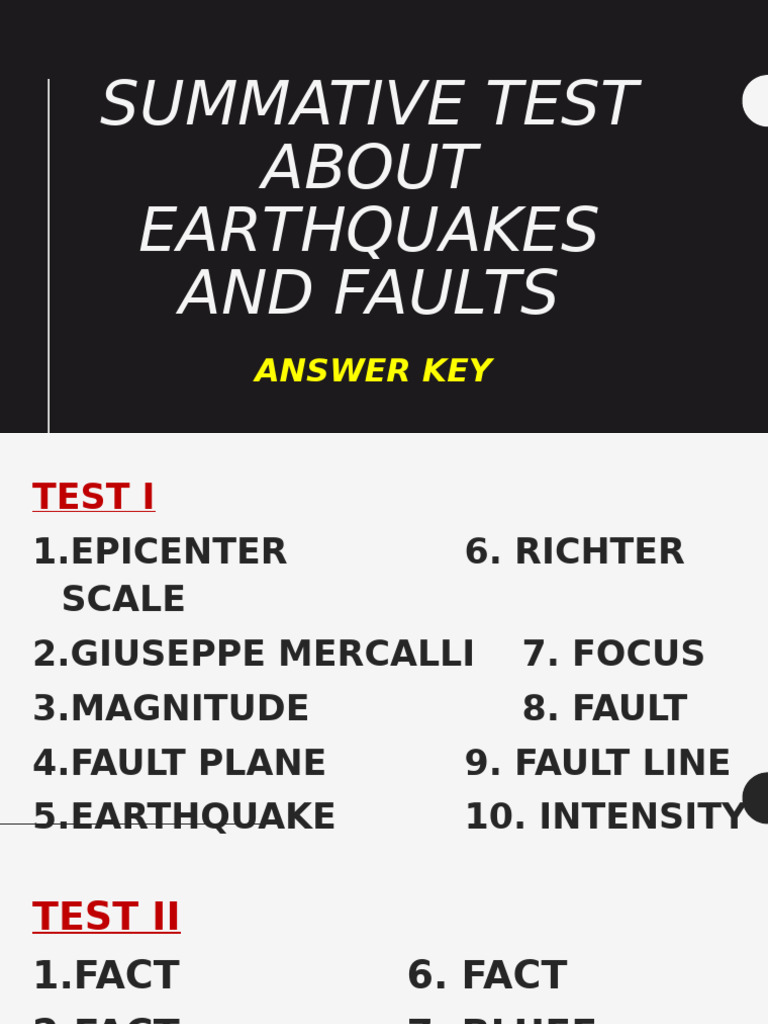 Earthquakes and Fault Summative Answer Key | PDF