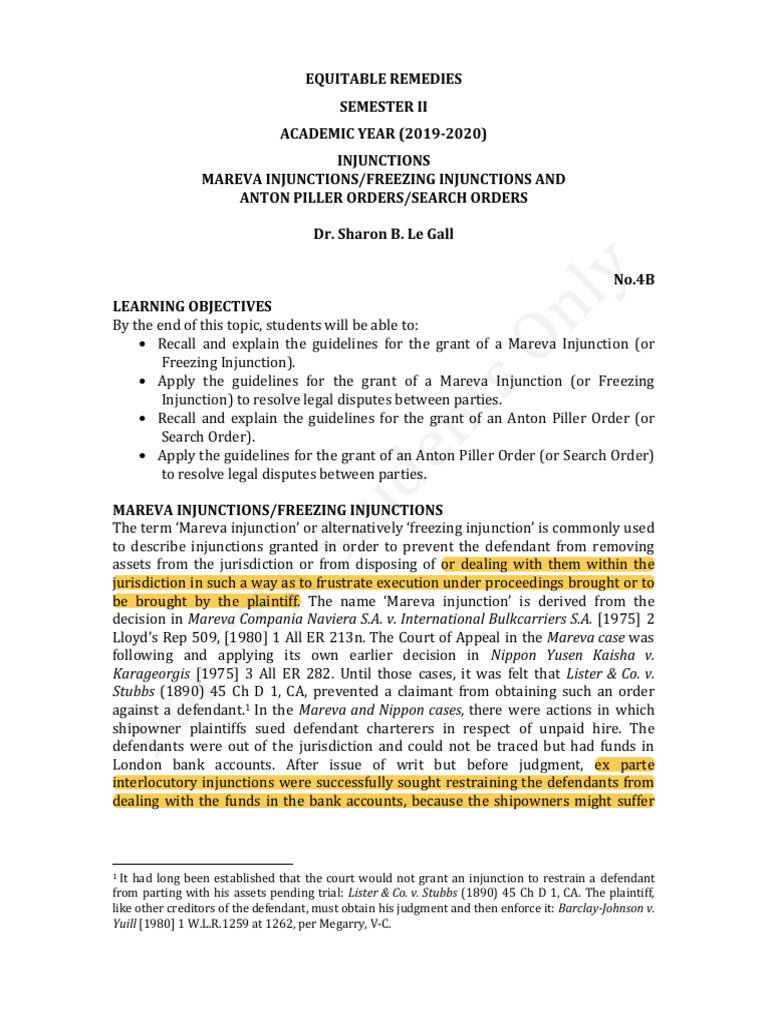 Mareva Injunction Anton Piller | PDF | Justice | Crime & Violence