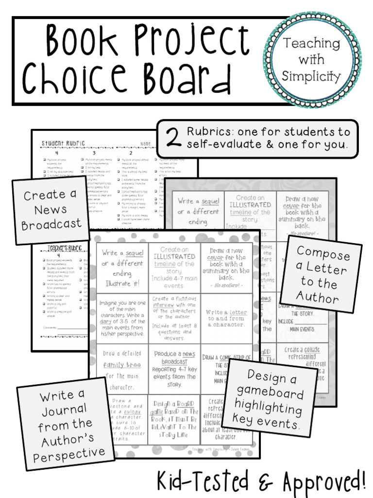 Engaging Book Project Choice Board | PDF