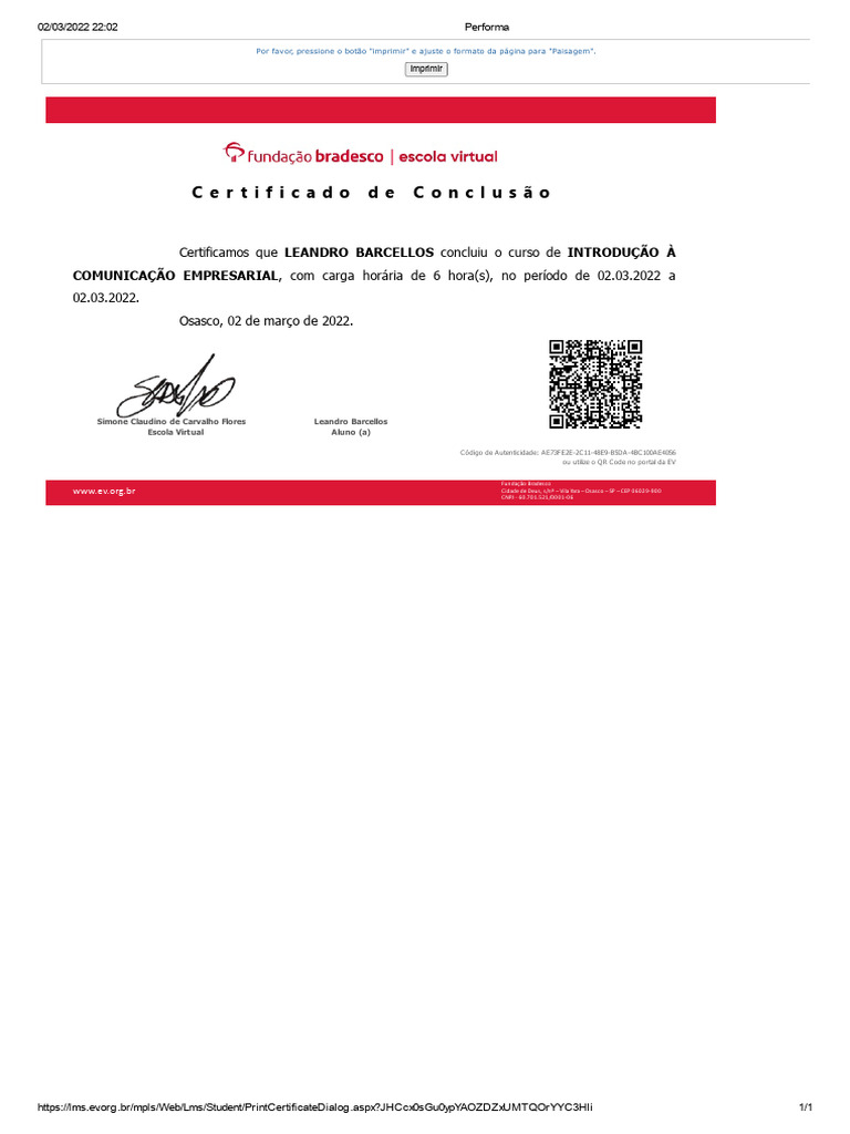 Certificado Bradesco 4 | PDF