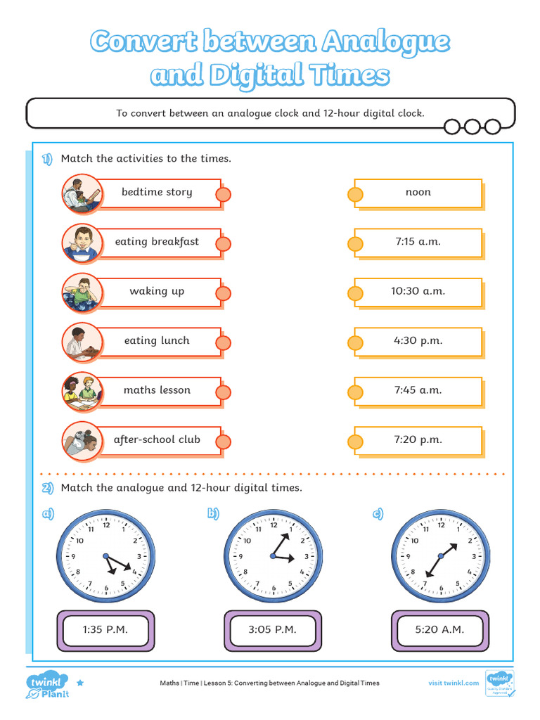 T M 1719476556 Convert Between Analogue and Digital Time Differentiated ...