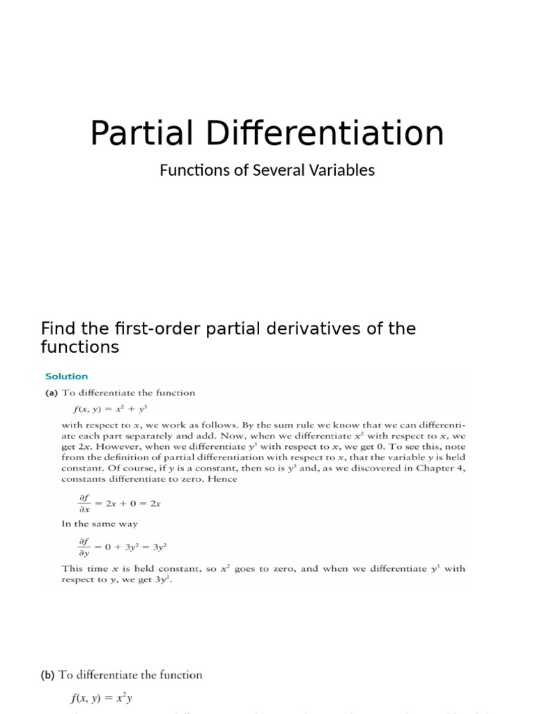 Lec 9 Partial Differentiation | PDF