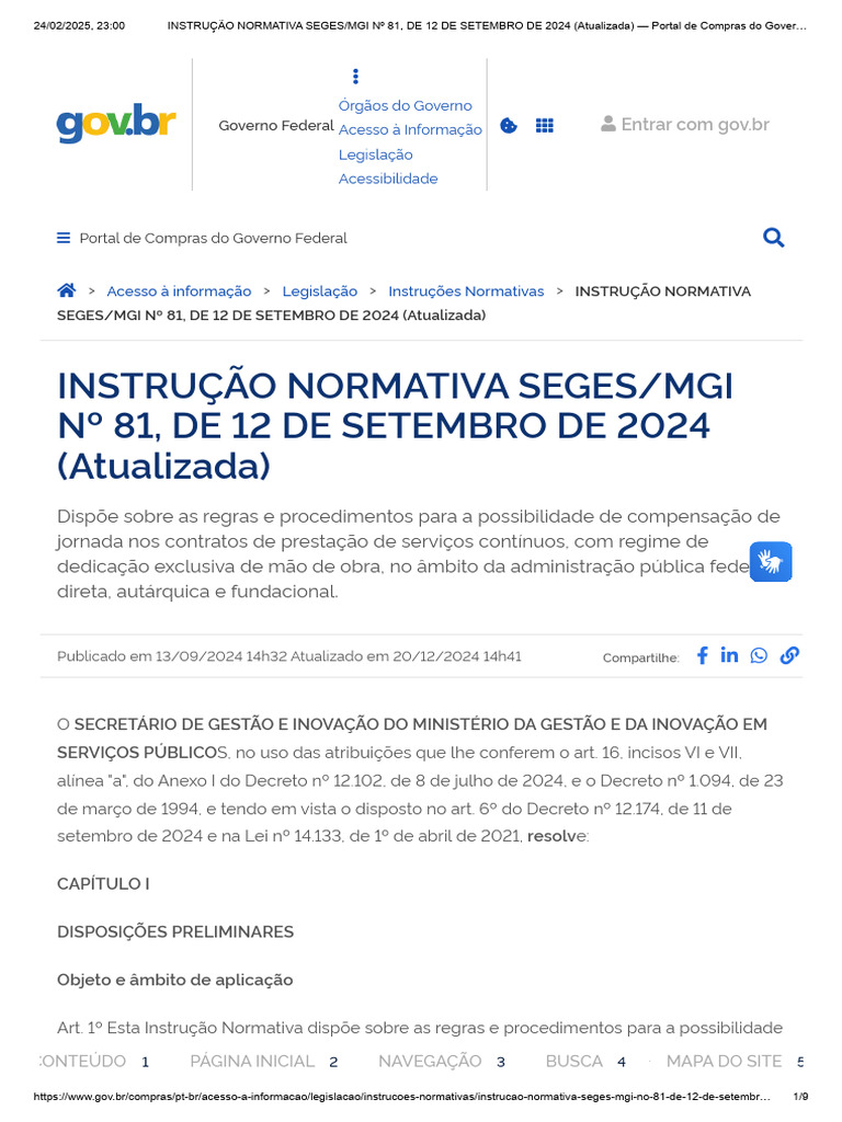 INSTRUÇÃO NORMATIVA SEGES - MGI #81, DE 12 DE SETEMBRO DE 2024 ...