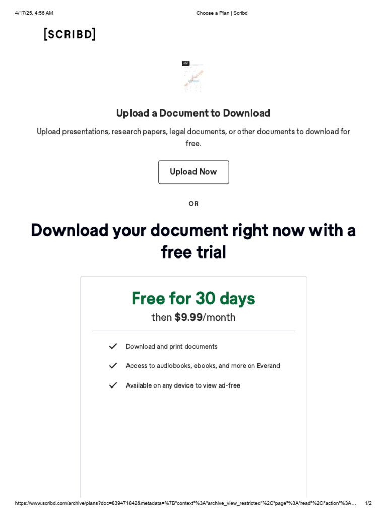 Choose a Plan _ Scribd | PDF