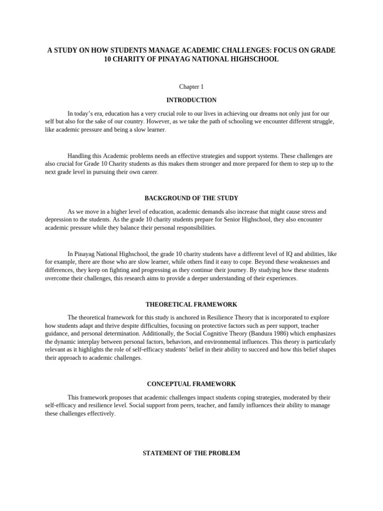 Managing Academic Challenges in Grade 10 | PDF | Self Efficacy ...