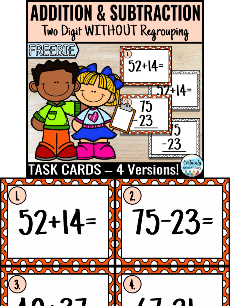 FREETwoDigitMixedAdditionSubtractionWithoutRegroupingTaskCards 1 | PDF