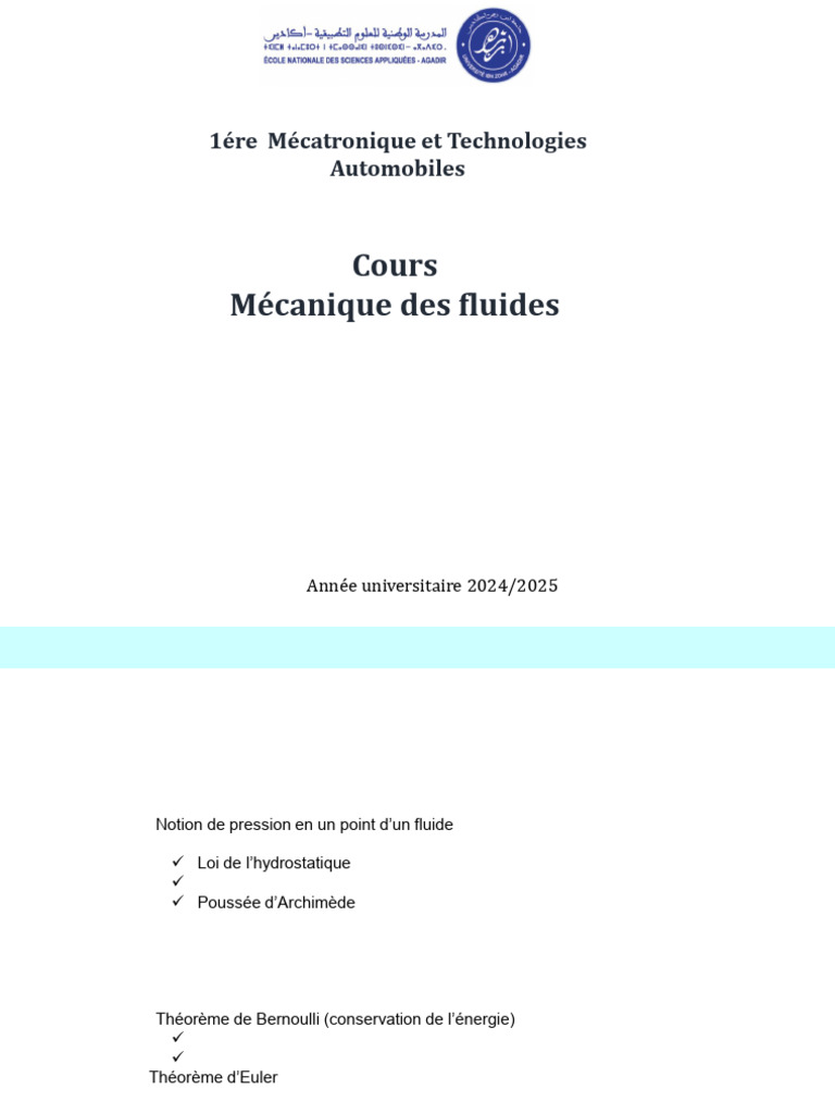 Introduction à la mécanique des fluides | PDF | Pression | Dynamique ...