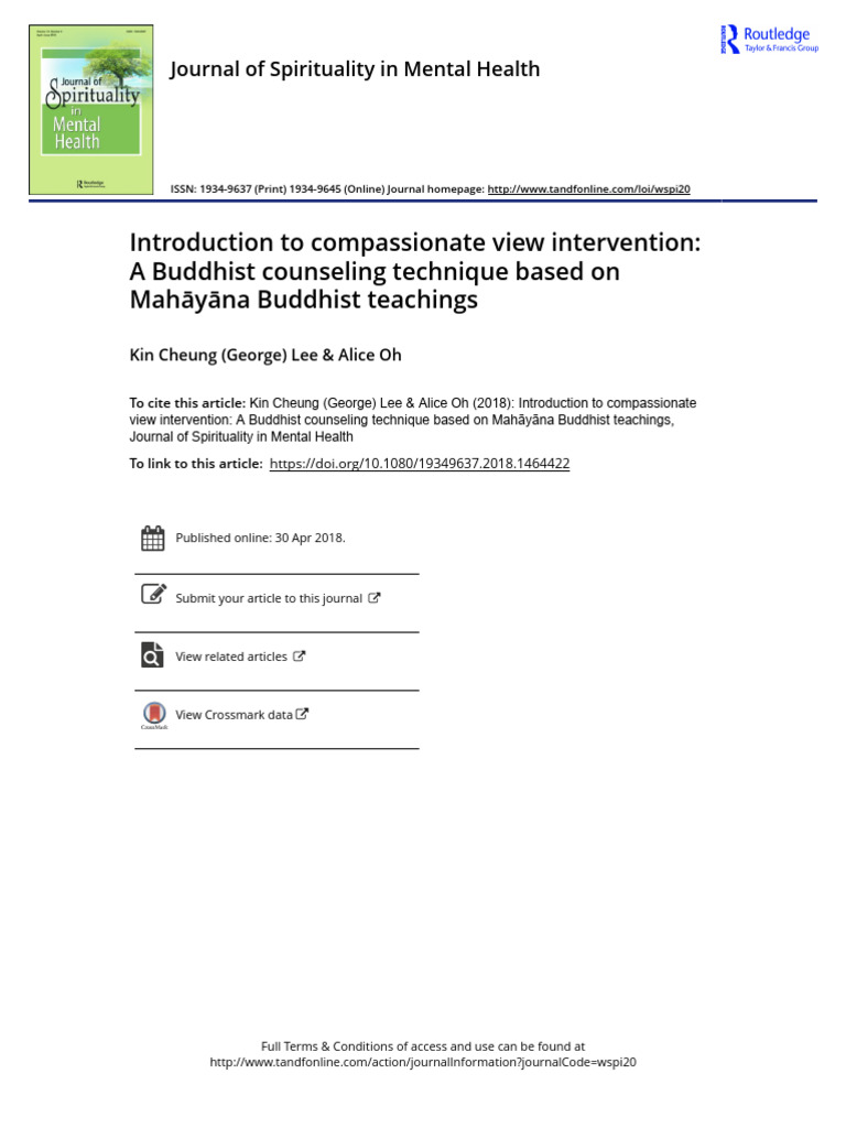 Introduction to compassionate view intervention A Buddhist counseling ...