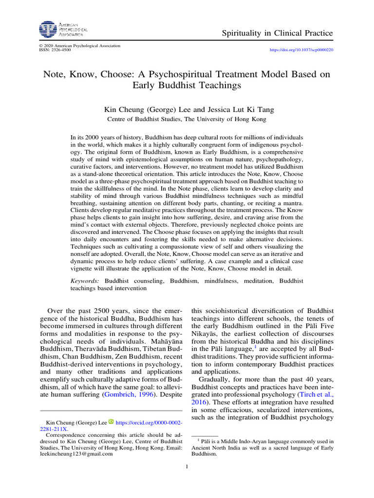 Psychospiritual Model: Note, Know, Choose | PDF | Psychotherapy | Mind