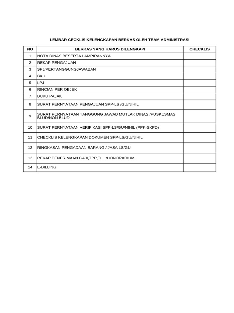 Lembar Checklis DPN | PDF