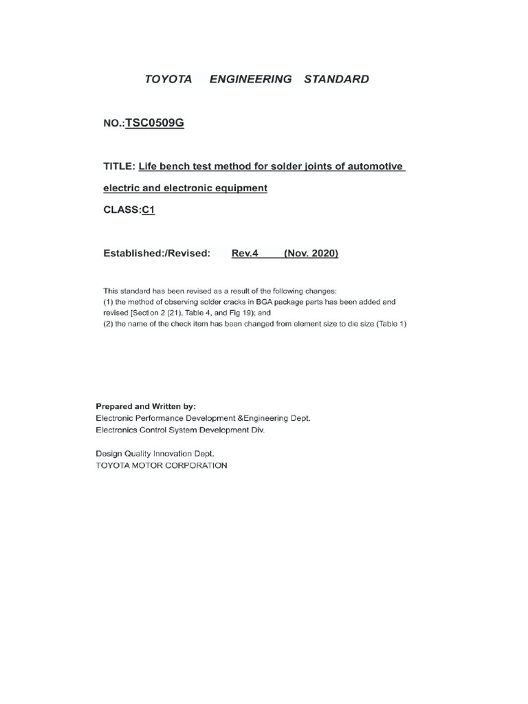 Toyota Engeneering Standad TSC0509G | PDF