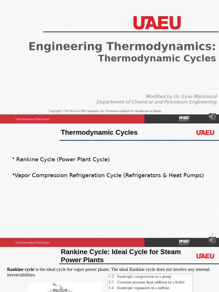 Lecture 10 - GENG220-Thermodynamic Cycles - Recording - 2019 | PDF | Refrigeration | Thermodynamics