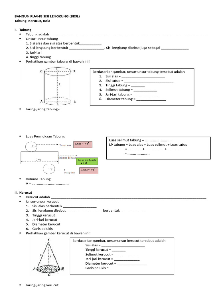 Unsur Bangun Ruang Sisi Lengkung | PDF
