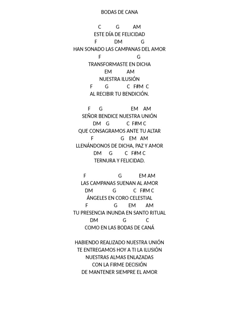 Canto Para Bodas De Caná Pdf