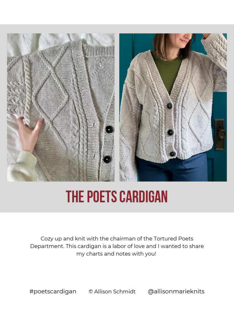 Poets Cardigan Knitting Guide | PDF | Knitting | Gauge (Knitting)