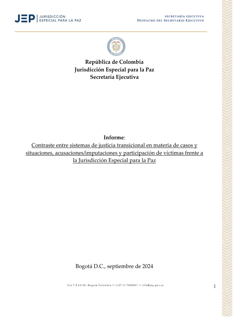 Comparativo entre sistemas de justicia transicional SEJEP | PDF | Corte ...