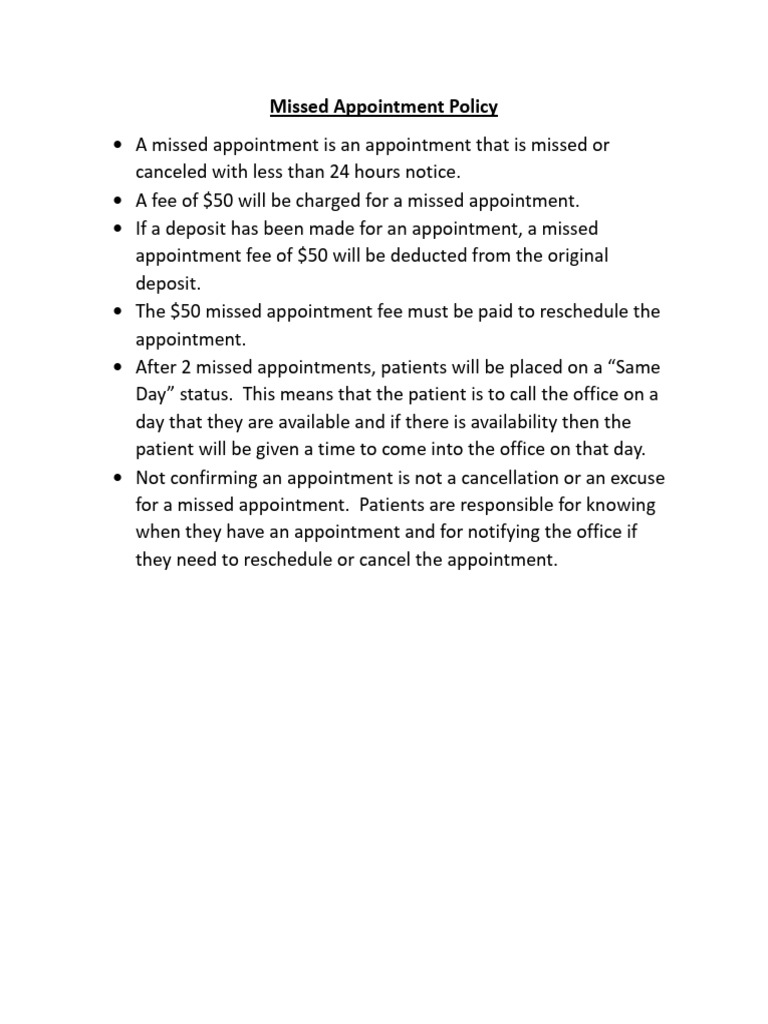 Missed Appt Policy | PDF