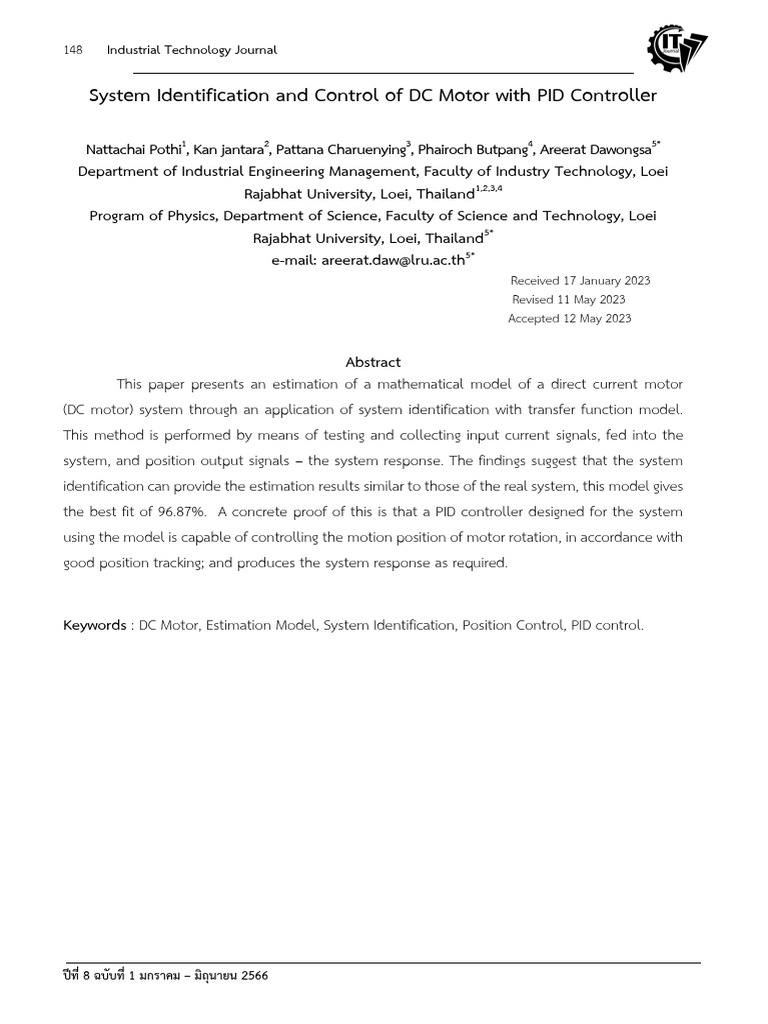 System+Identification+and+Control+of+DC+Motor+with+PID+Controller148-158.docx | PDF | Control ...