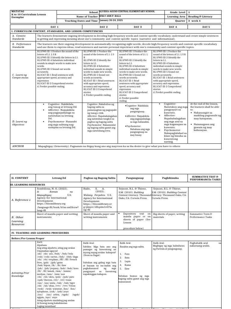 DLL Q3 Week-4 Reading-And-Lit v1 | PDF