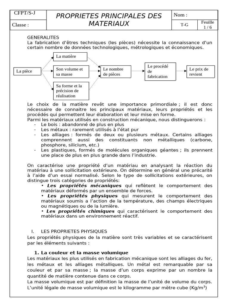 Propriétés essentielles des matériaux | PDF | Métaux | Science des ...