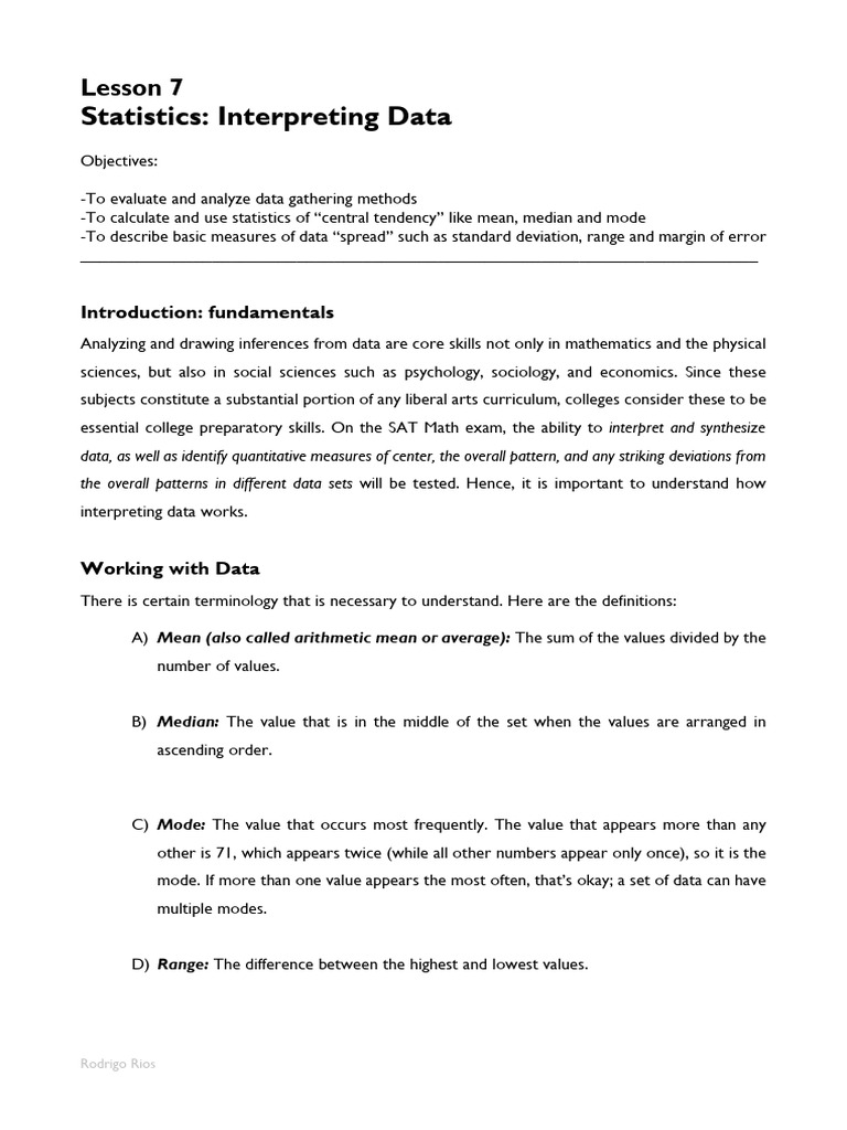 Lesson 8 - Statistics (PAD 1) | PDF | Standard Deviation | Statistics