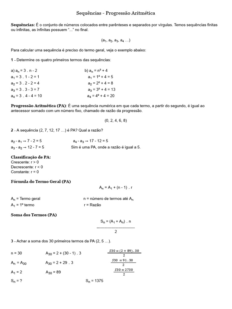 Sequências | PDF | Sequência | Matemática