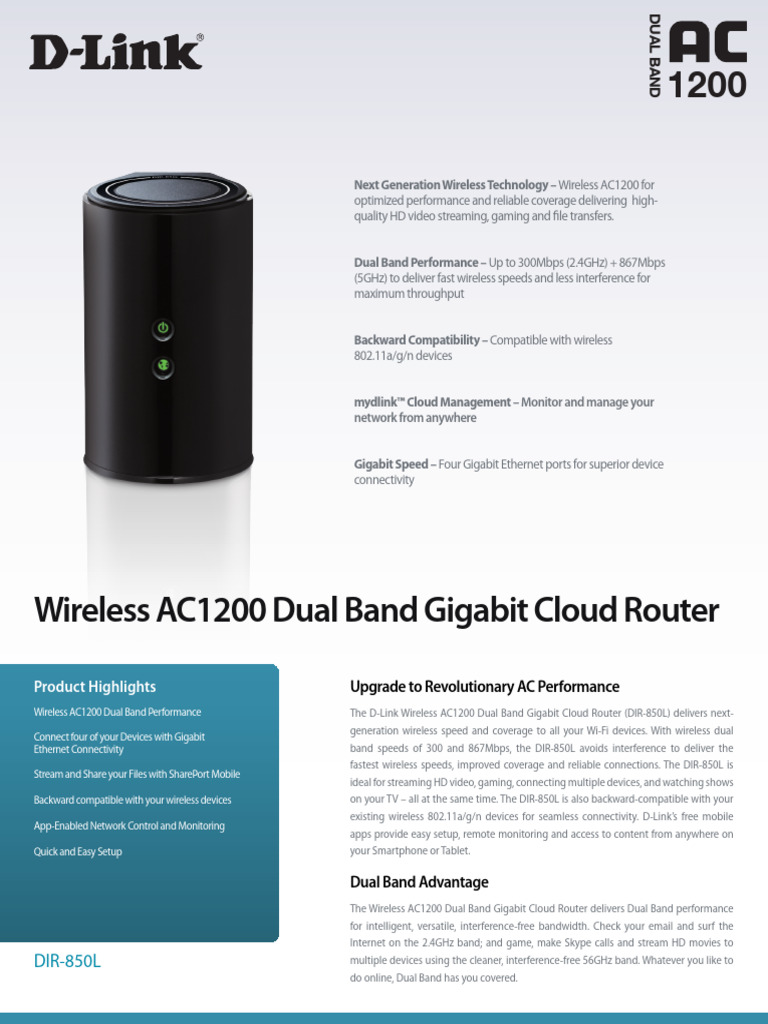Dir-850l Revb Datasheet 1.00 en | PDF | Wi Fi | Ieee 802.11