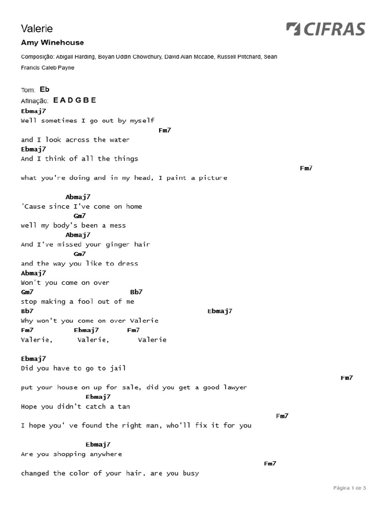 CIFRAS Cifra Amy-Winehouse Valerie | PDF