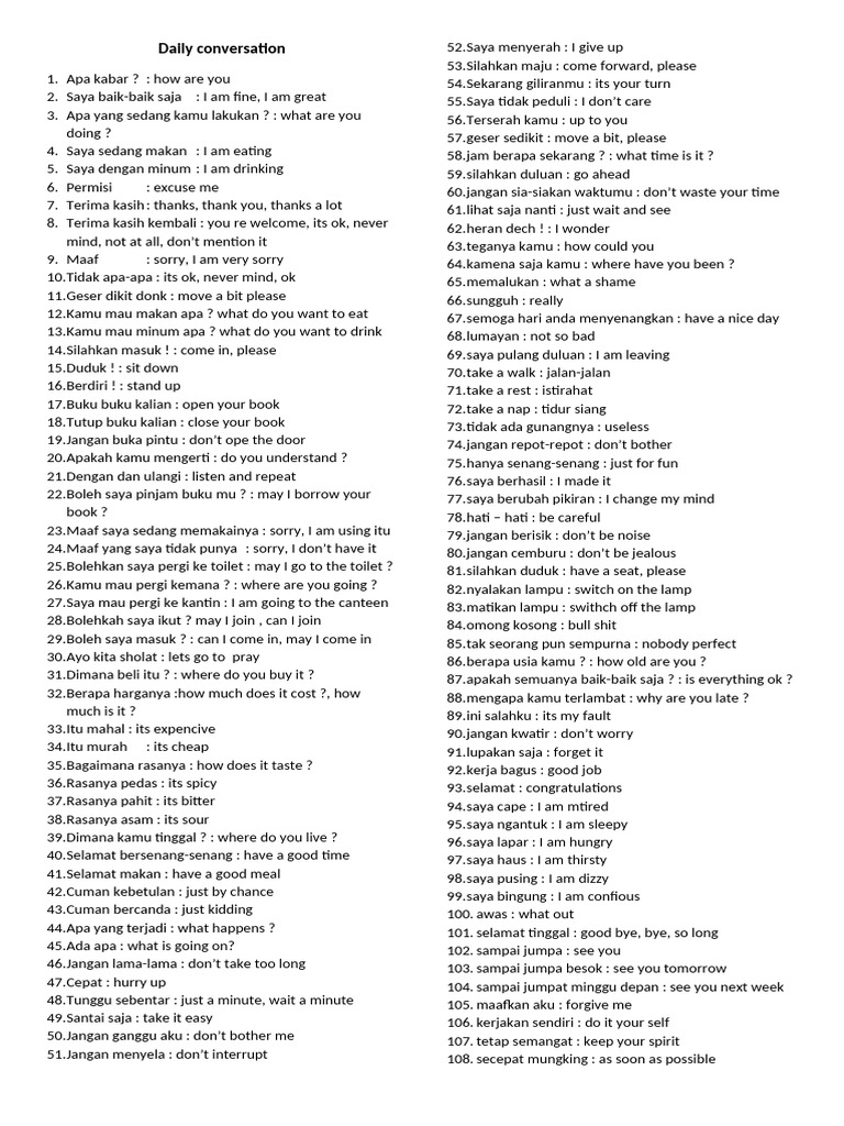 Daily Conversation Belajar Yuk | PDF